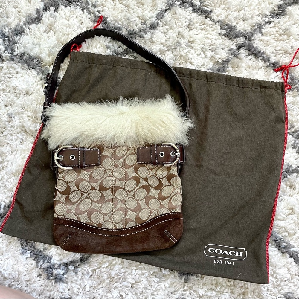 Coach Vintage Y2k Fur Shoulder Bag - Gem